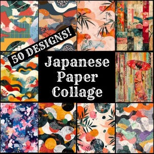 Japanese Paper Collage Journal Paper, Japanese Paper Collage Printable ...