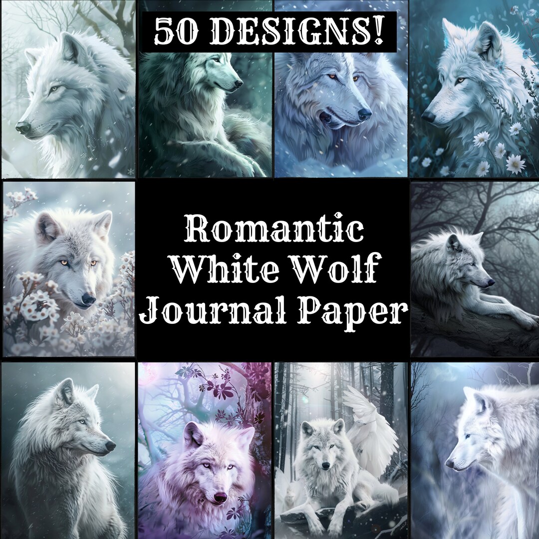 Romantic White Wolf Journal Paper, Romantic White Wolf Printable Paper ...