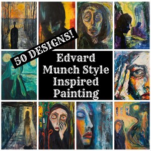 Edvard Munch Style Inspired Painting Journal Paper, Edvard Munch ...