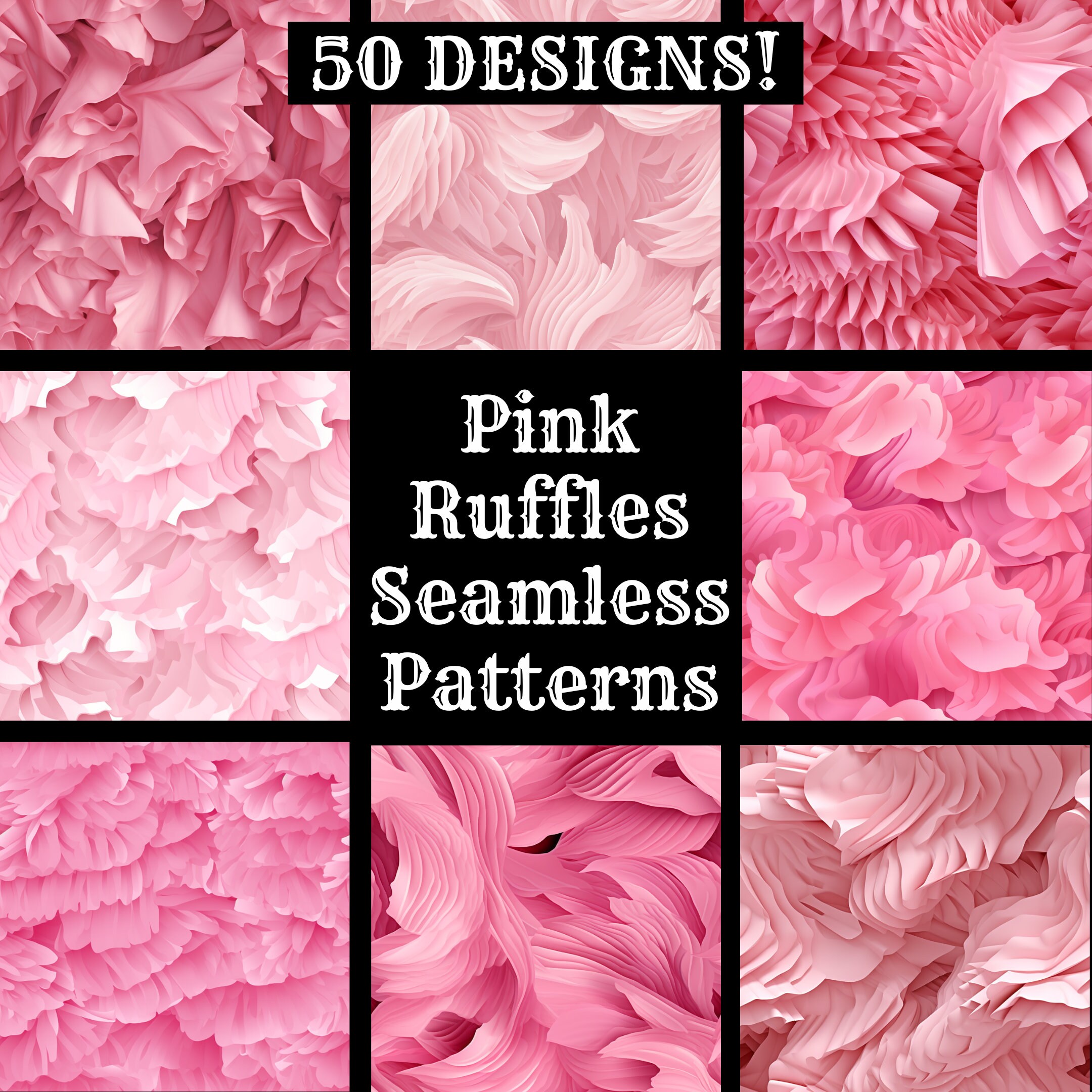 Pink Ruffles Seamless Digital Paper, Printable Scrapbook Paper Seamless ...
