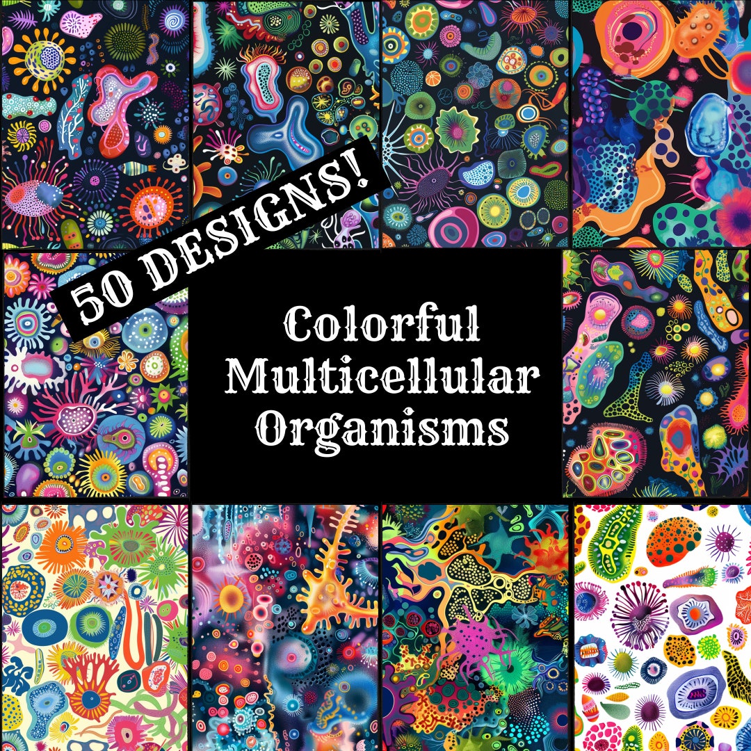 Colorful Multicellular Organisms Seamless Digital Paper, Organisms ...