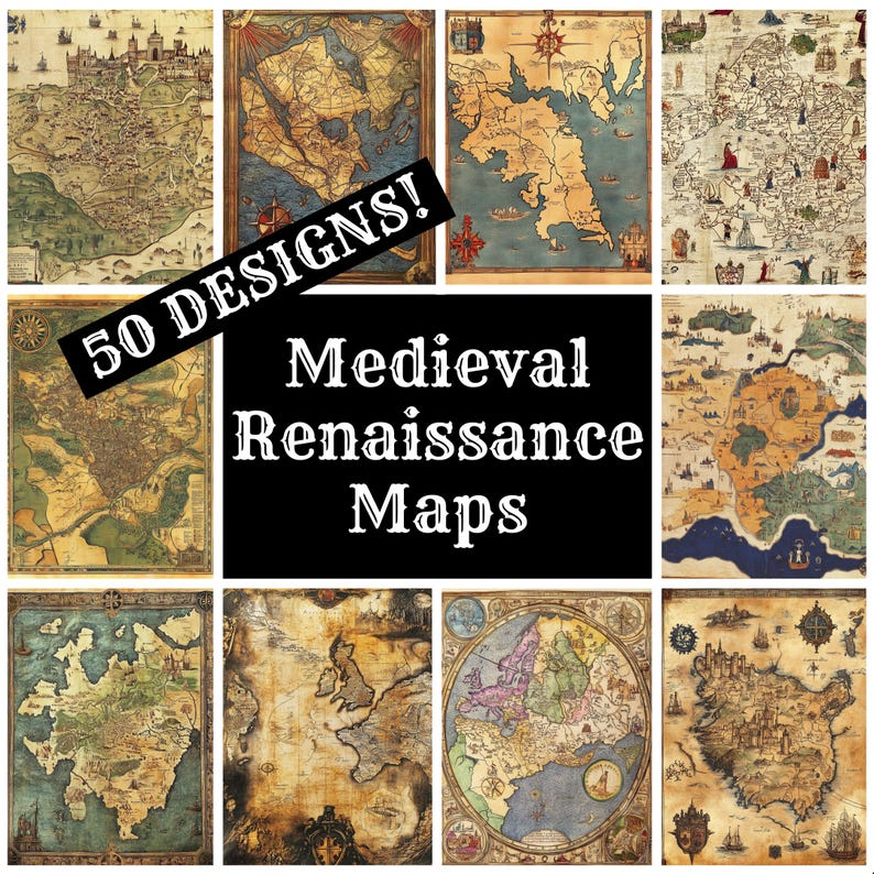 Medieval Renaissance Map Paper: Vintage Journal Inserts (digital ...