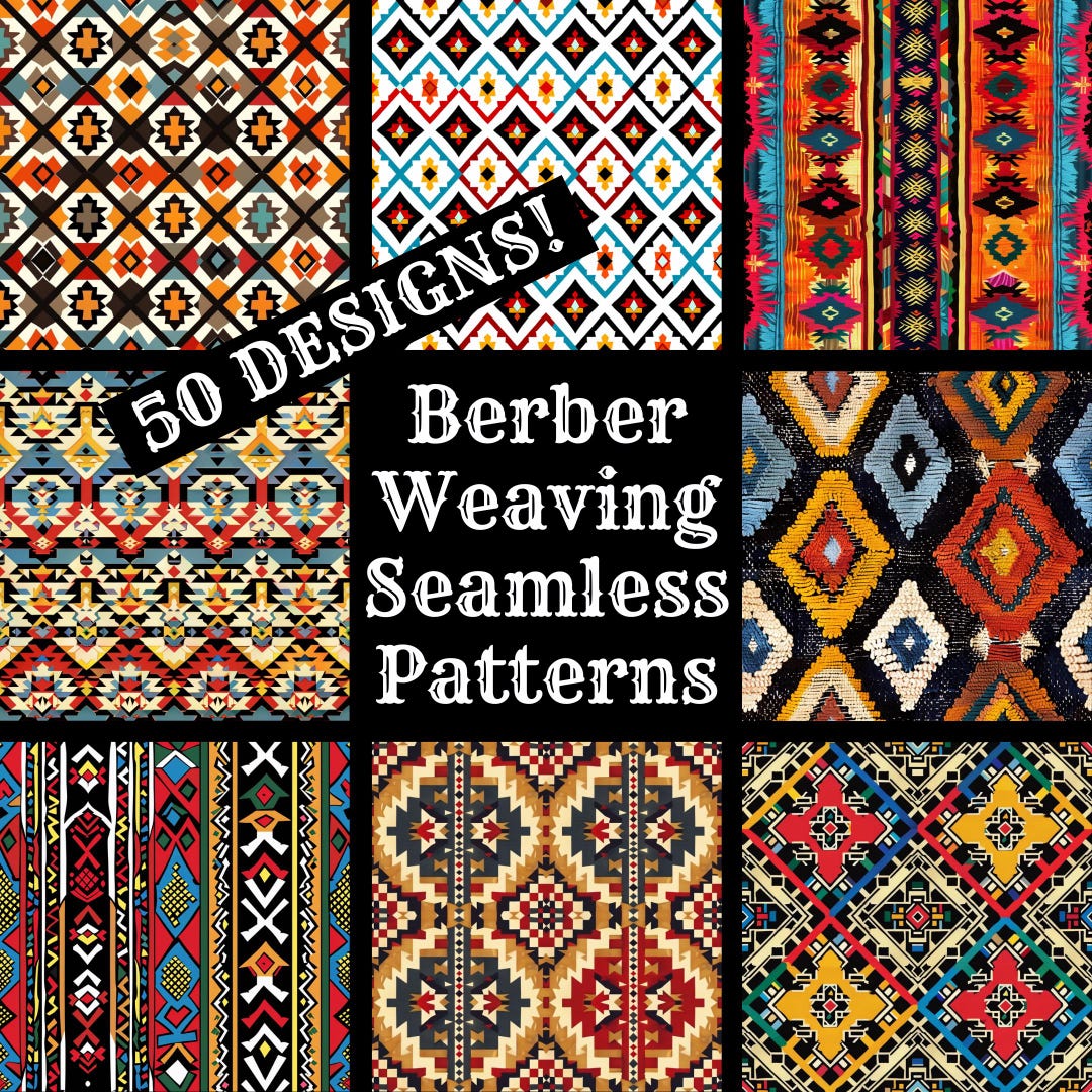 Berber Weaving Seamless Patterns: 50 PNG Digital Papers (digital ...