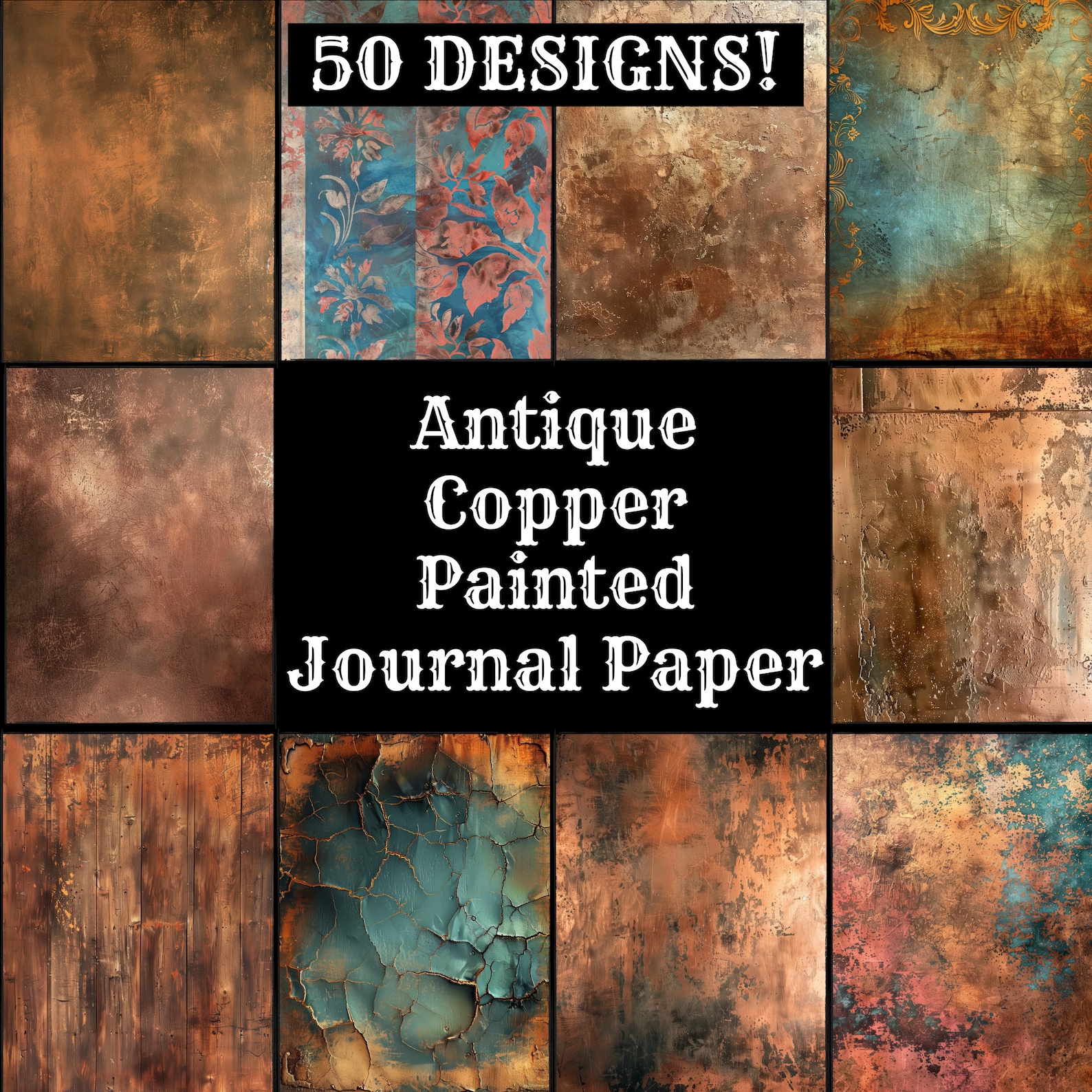 Antique Copper Painted Journal Paper: 50 Printable Designs (digital ...