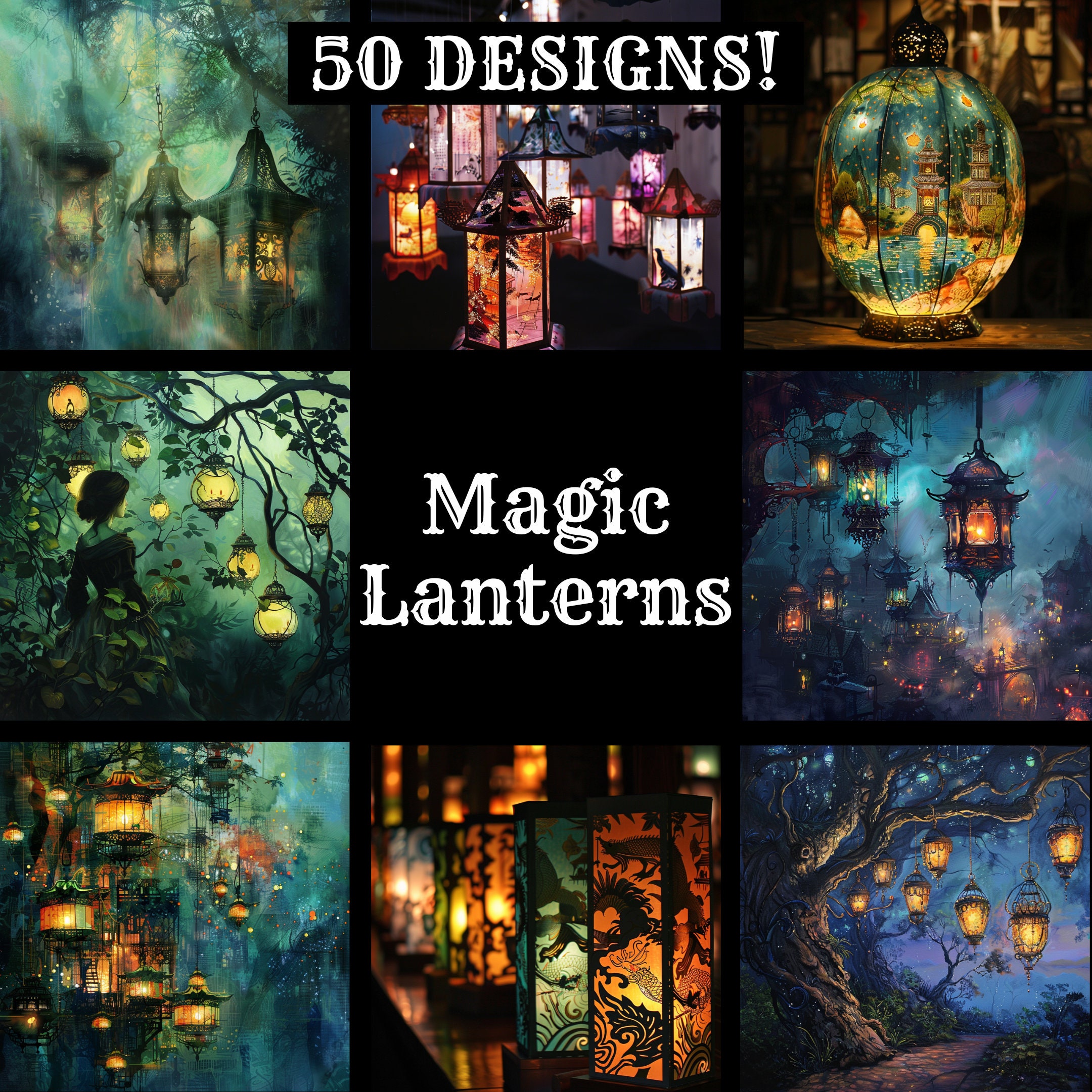 Magic Lanterns Paper, Magic Lanterns Printable Paper, Vintage Magic ...