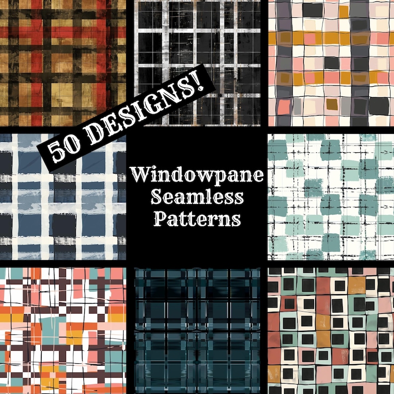 Windowpane Seamless Pattern: Printable Digital Paper (PNG) - Etsy