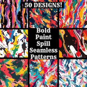 Bold Paint Spill Seamless Pattern: 50 PNG Digital Papers (digital ...