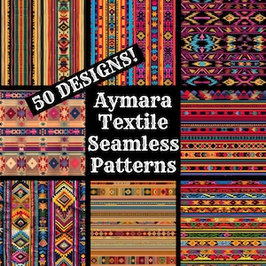 Aymara Textile Seamless Patterns: 50 PNG Digital Papers (digital ...