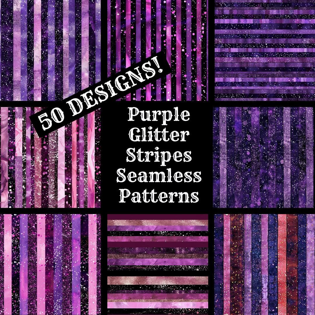 Purple Glitter Stripes Seamless Pattern: Scrapbook Paper (digital ...