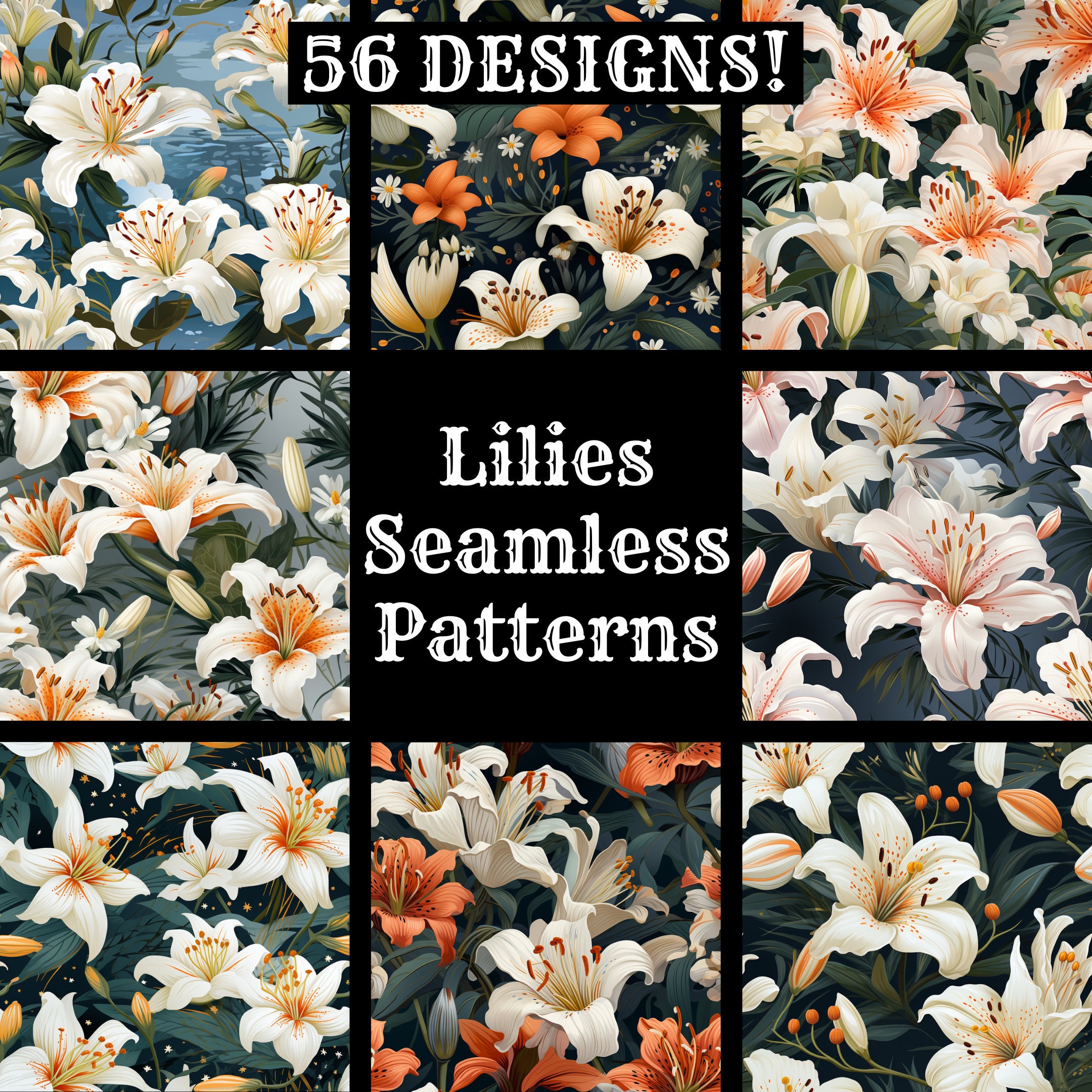 Lilies Seamless Digital Paper, Printable Scrapbook Paper Seamless ...