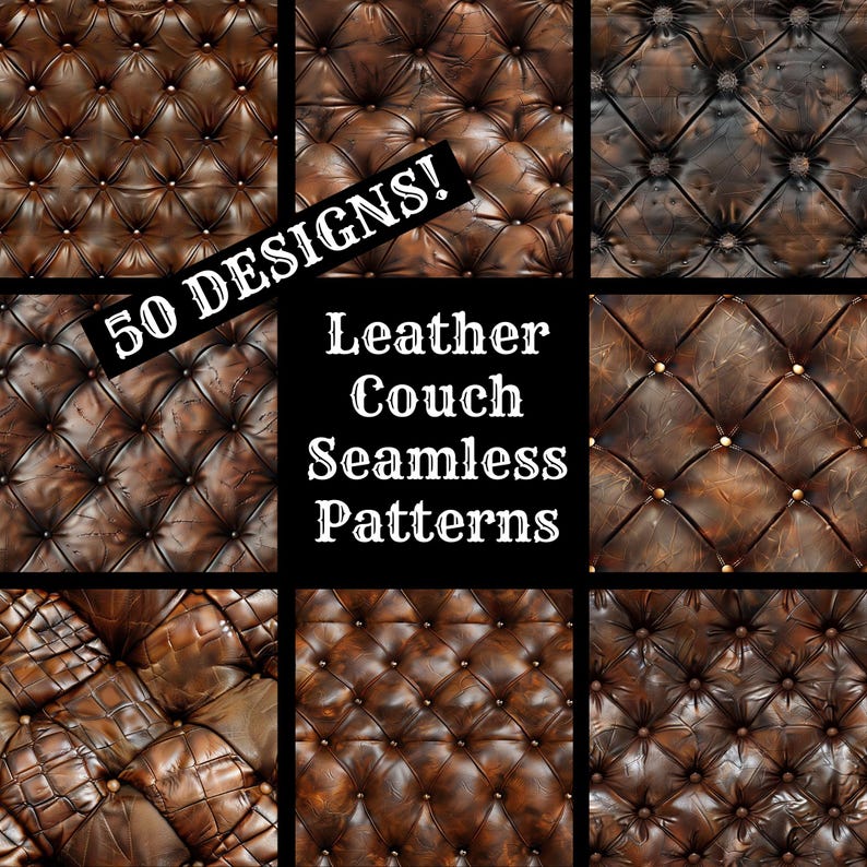 Leather Couch Seamless Pattern: Tufted Texture Digital Paper (PNG) - Etsy