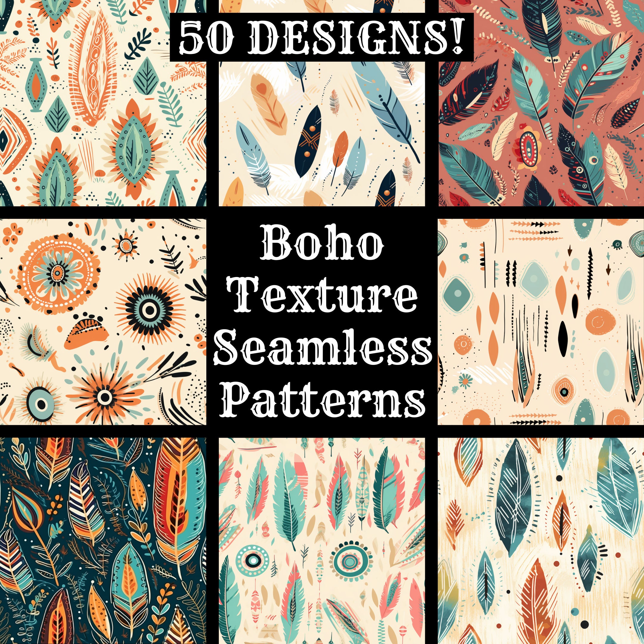 Boho Texture Seamless Digital Paper, Printable Scrapbook Paper Seamless ...