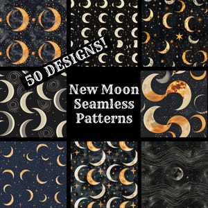 New Moon Seamless Digital Paper, New Moon Printable Scrapbook Paper ...