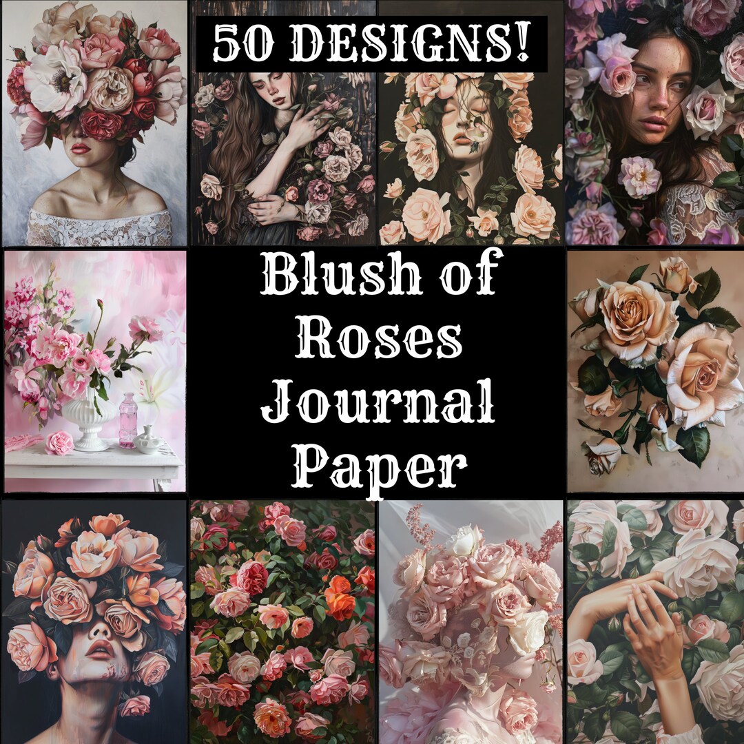 Blush of Roses Journal Paper, Blush of Roses Printable Paper, Vintage ...