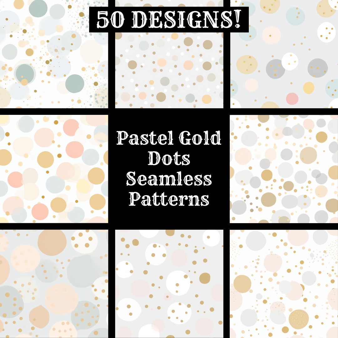 Pastel Gold Dots Seamless Digital Paper, Pastel Gold Dots Printable ...