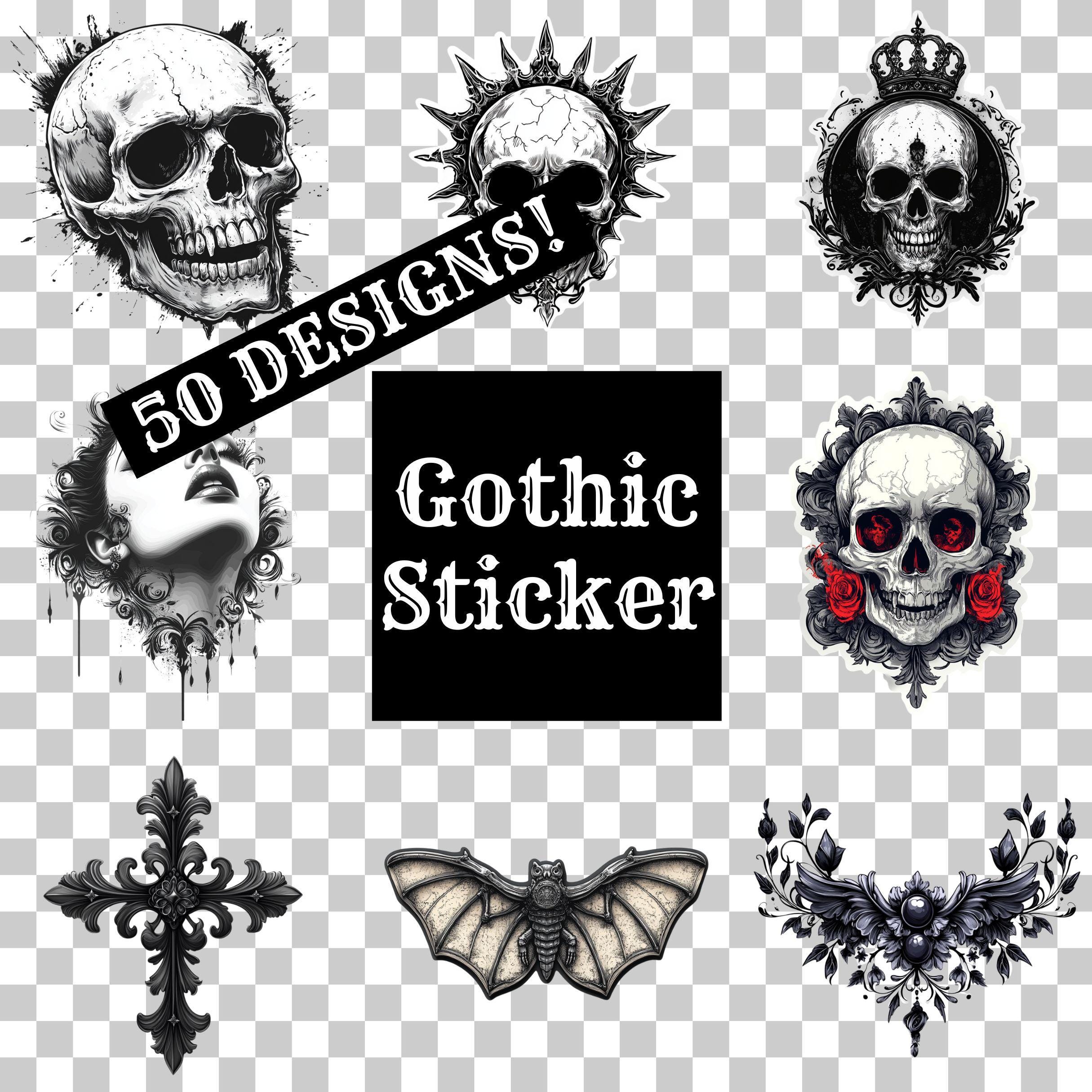 Gothic Sticker Clipart: 50 PNG Transparent Graphics (digital Download ...
