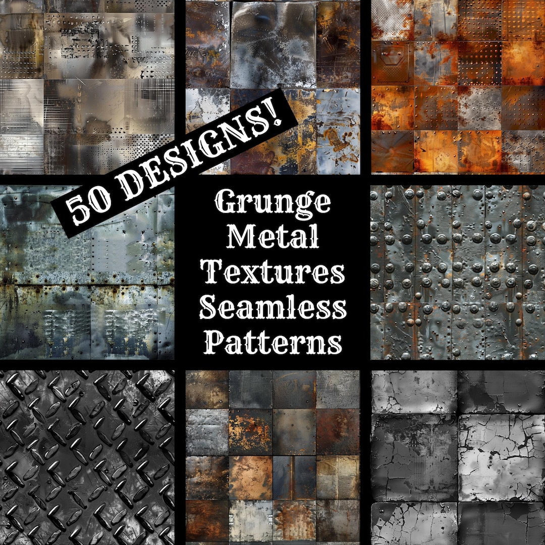 Grunge Metal Textures: Seamless Digital Paper (PNG, 300 Dpi) - Etsy