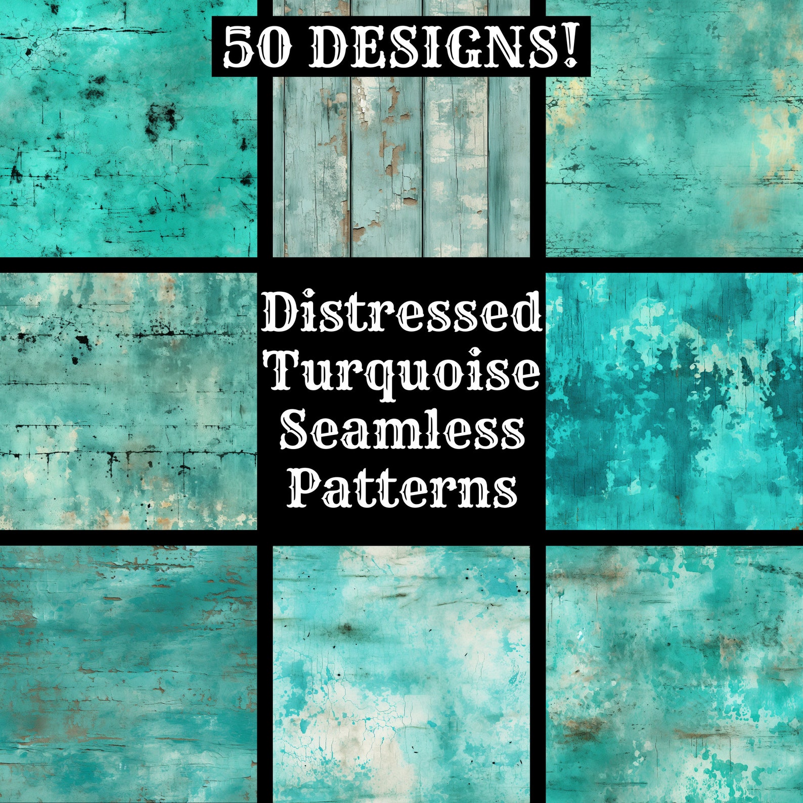 Distressed Turquoise Textures: Seamless Scrapbook Paper (digital ...