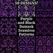 Purple & Black Damask Seamless Patterns: 50 PNG Digital Papers (digital ...