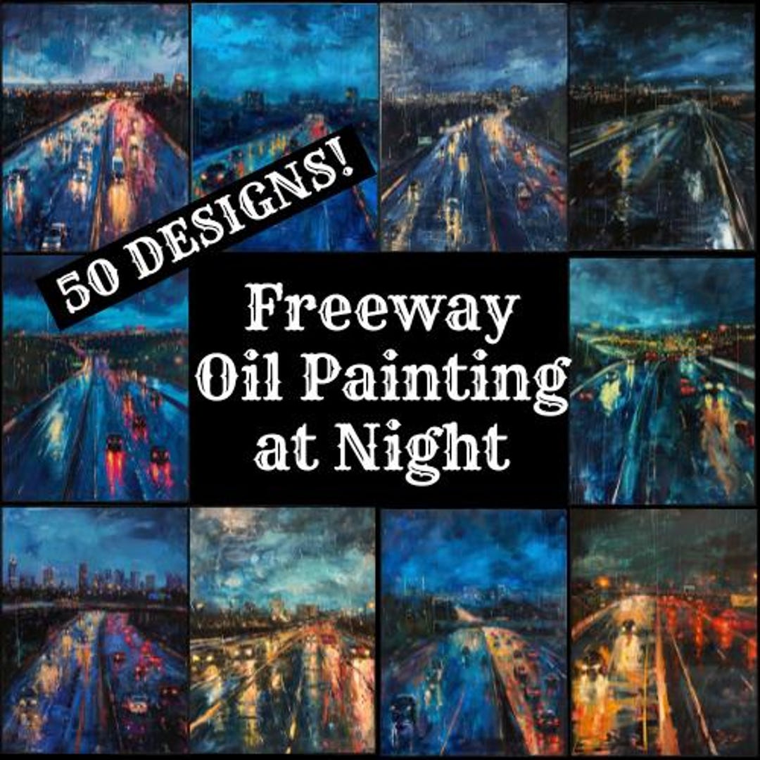Freeway Oil Painting at Night Journal Paper, Freeway Oil Painting at ...