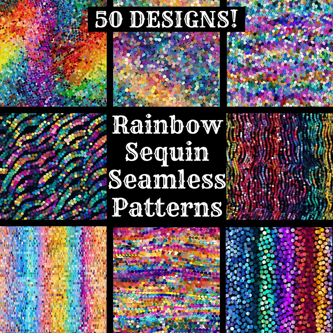 Rainbow Sequin Seamless Digital Paper, Printable Scrapbook Paper ...