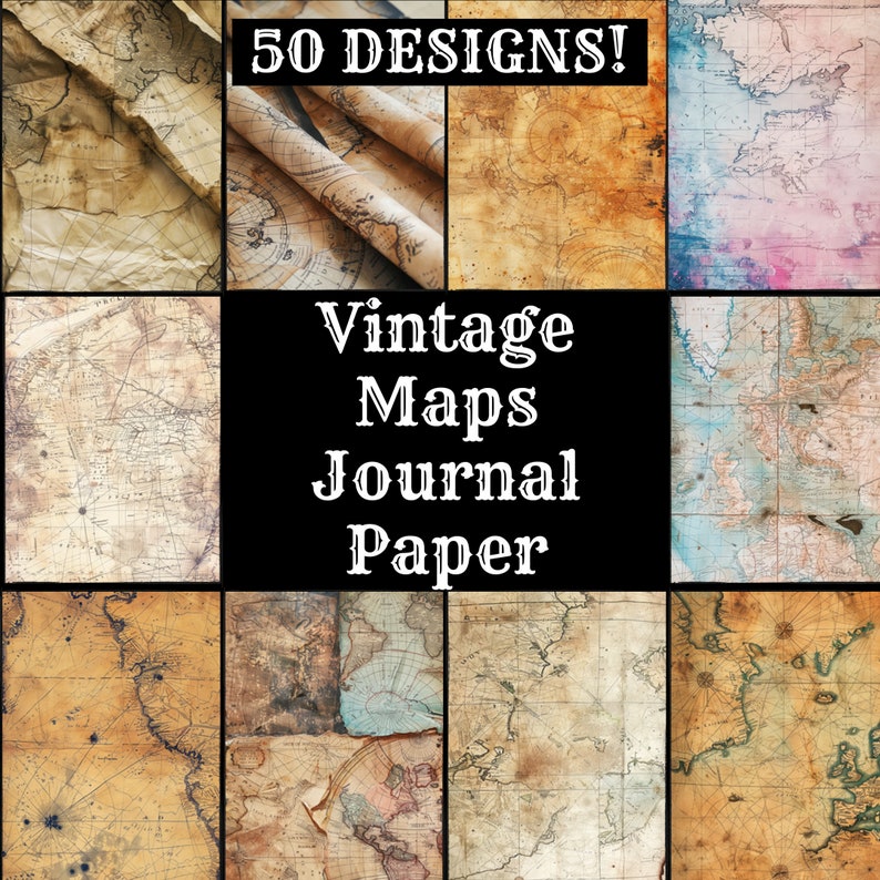 Vintage Maps Journal Paper, Vintage Maps Printable Paper, Vintage ...