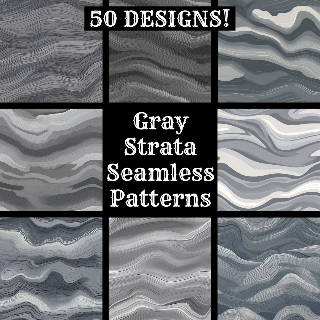 Gray Strata Seamless Patterns: Digital Scrapbook Paper (digital ...