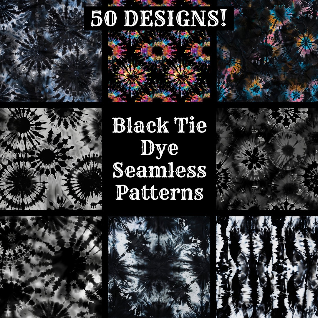 Black Tie Dye Seamless Digital Paper, Black Tie Dye Printable Scrapbook ...