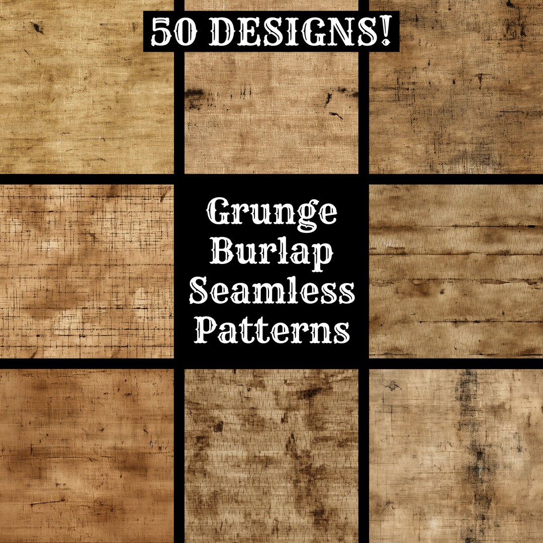 Grunge Burlap Seamless Paper Textures: 50 PNG Designs (digital Download ...