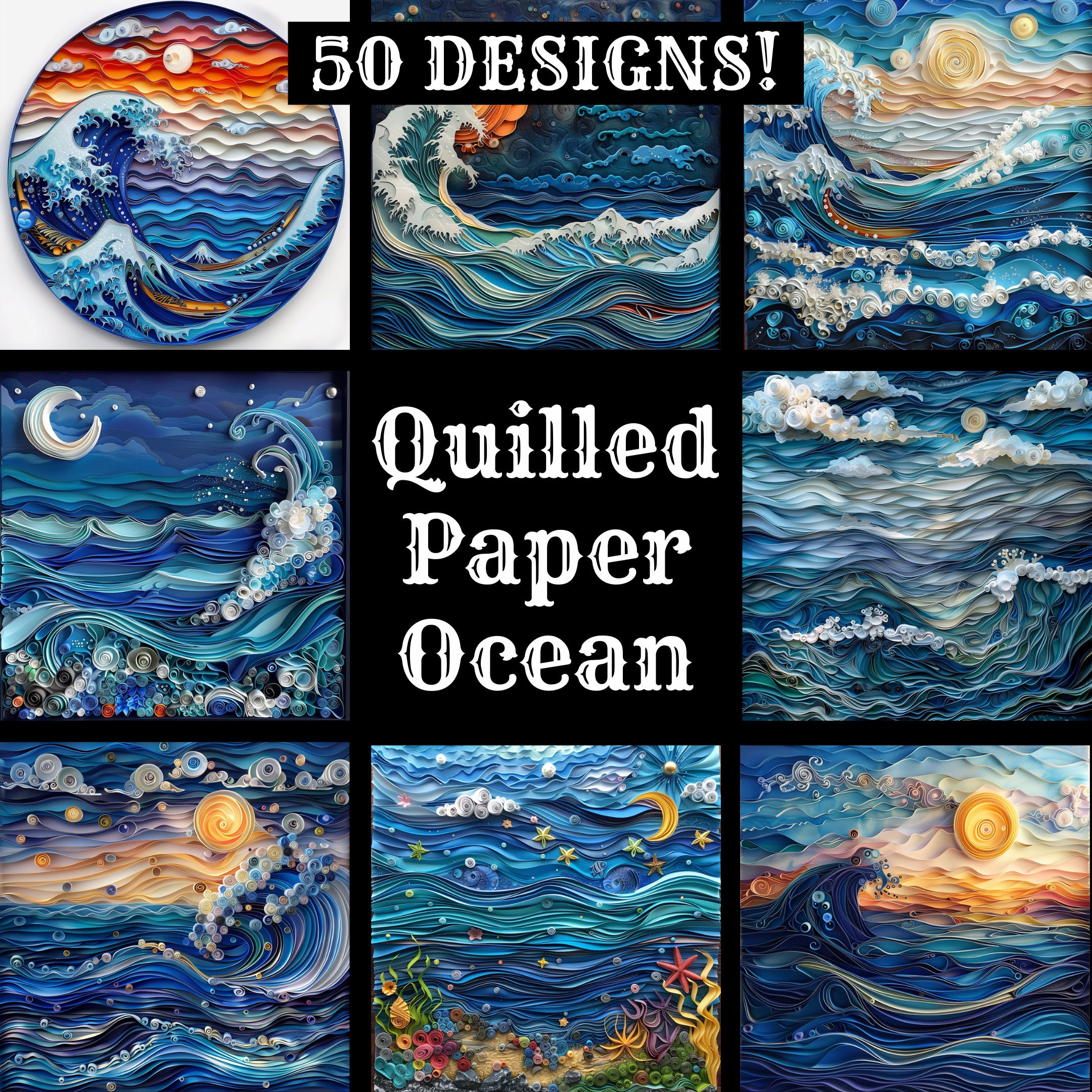 Quilled Paper Ocean Paper, Quilled Paper Ocean Printable Paper ...