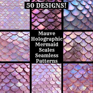 Mauve Holographic Mermaid Scales Seamless Digital Paper, Printable ...