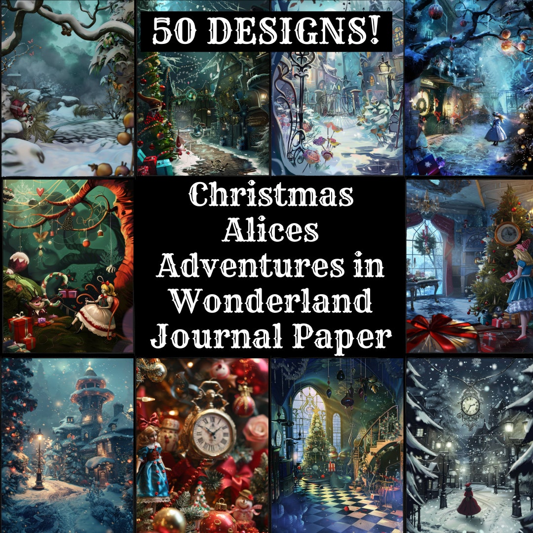Christmas Alice in Wonderland Journal Paper: Vintage Scrapbook (digital ...