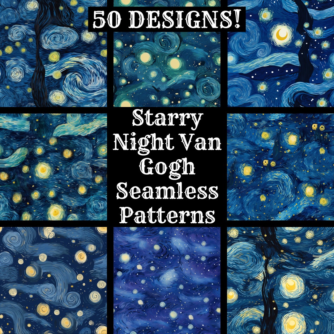 Starry Night Van Gogh Seamless Digital Paper, Printable Scrapbook Paper ...