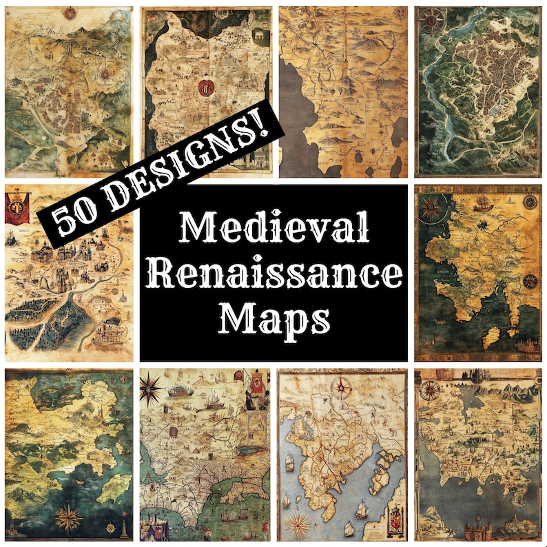 Medieval Renaissance Map Paper: Vintage Journal Inserts (digital ...