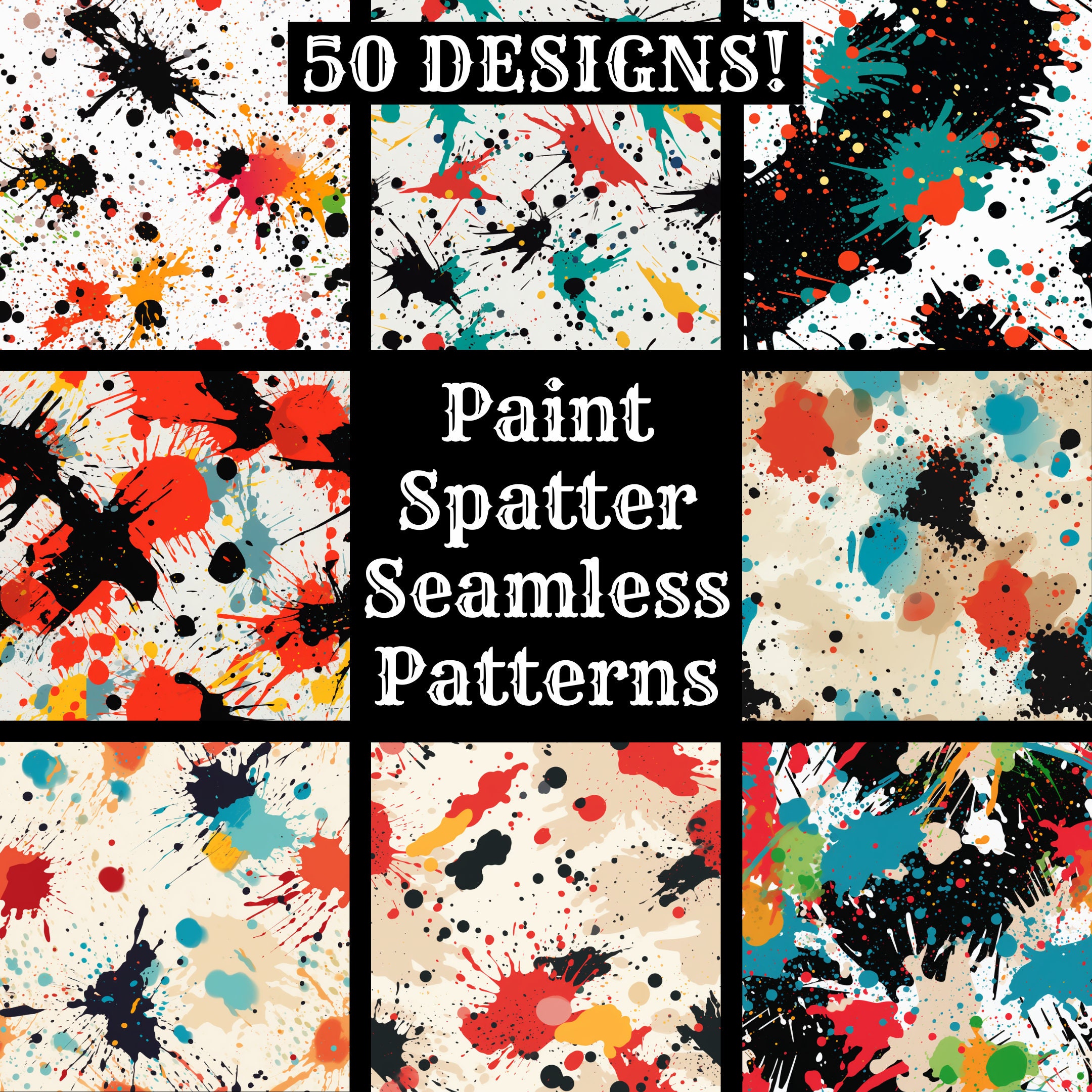 Paint Spatter Seamless Digital Paper, Printable Scrapbook Paper ...
