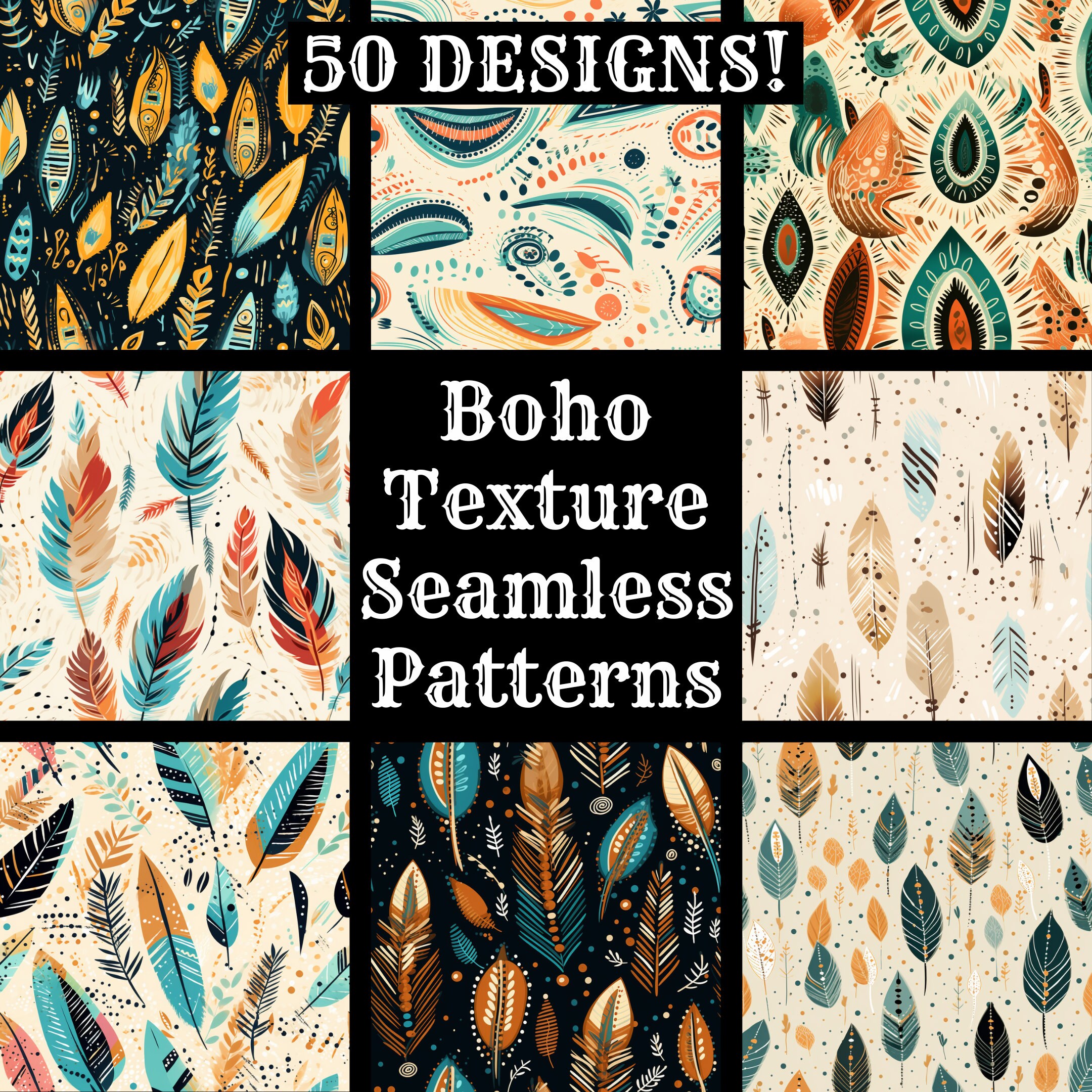 Boho Texture Seamless Digital Paper, Printable Scrapbook Paper Seamless ...