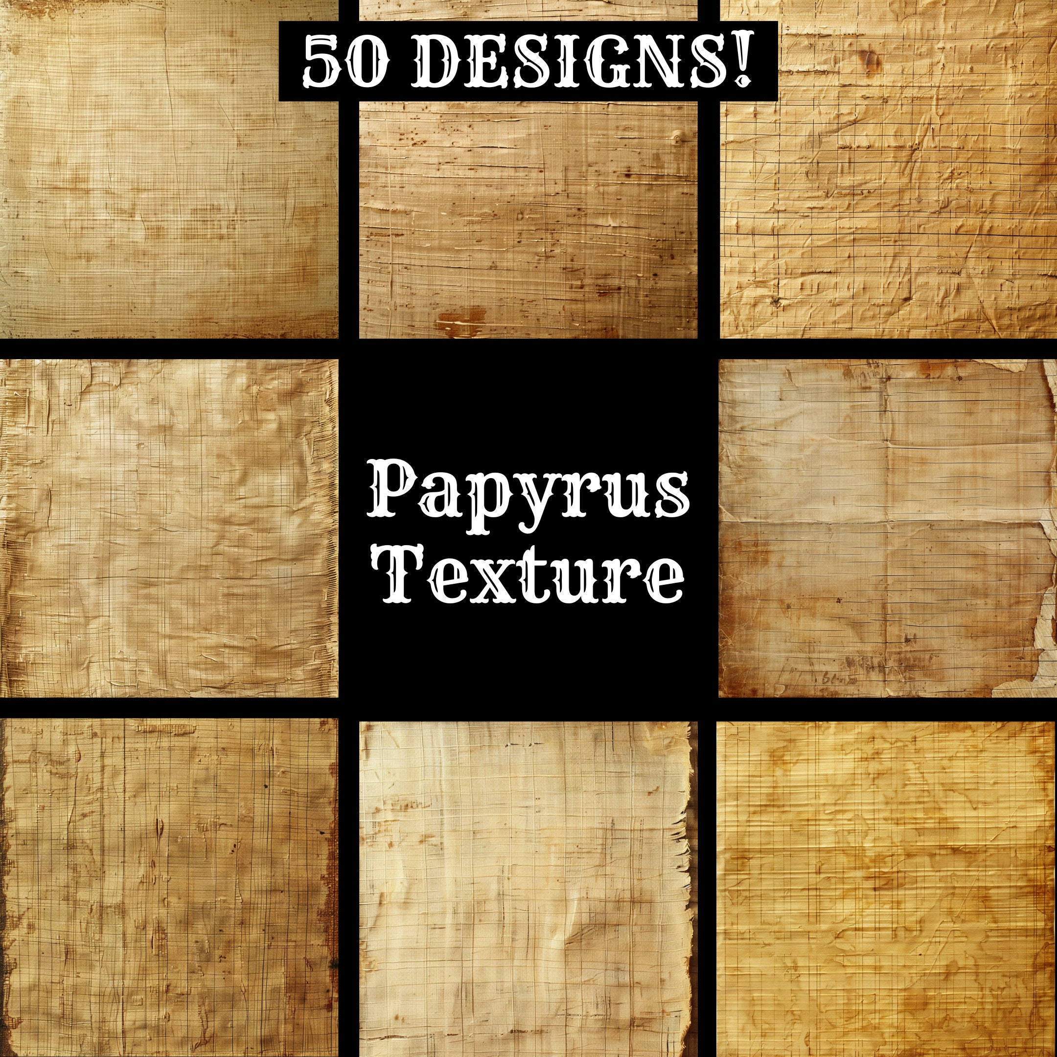 Vintage Papyrus Texture Digital Paper: 50 PNG Designs (digital Download ...