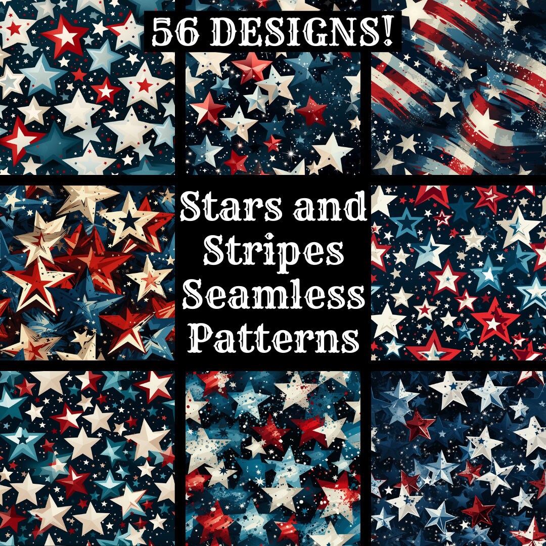 Stars and Stripes Seamless Digital Paper, Printable Scrapbook Paper ...