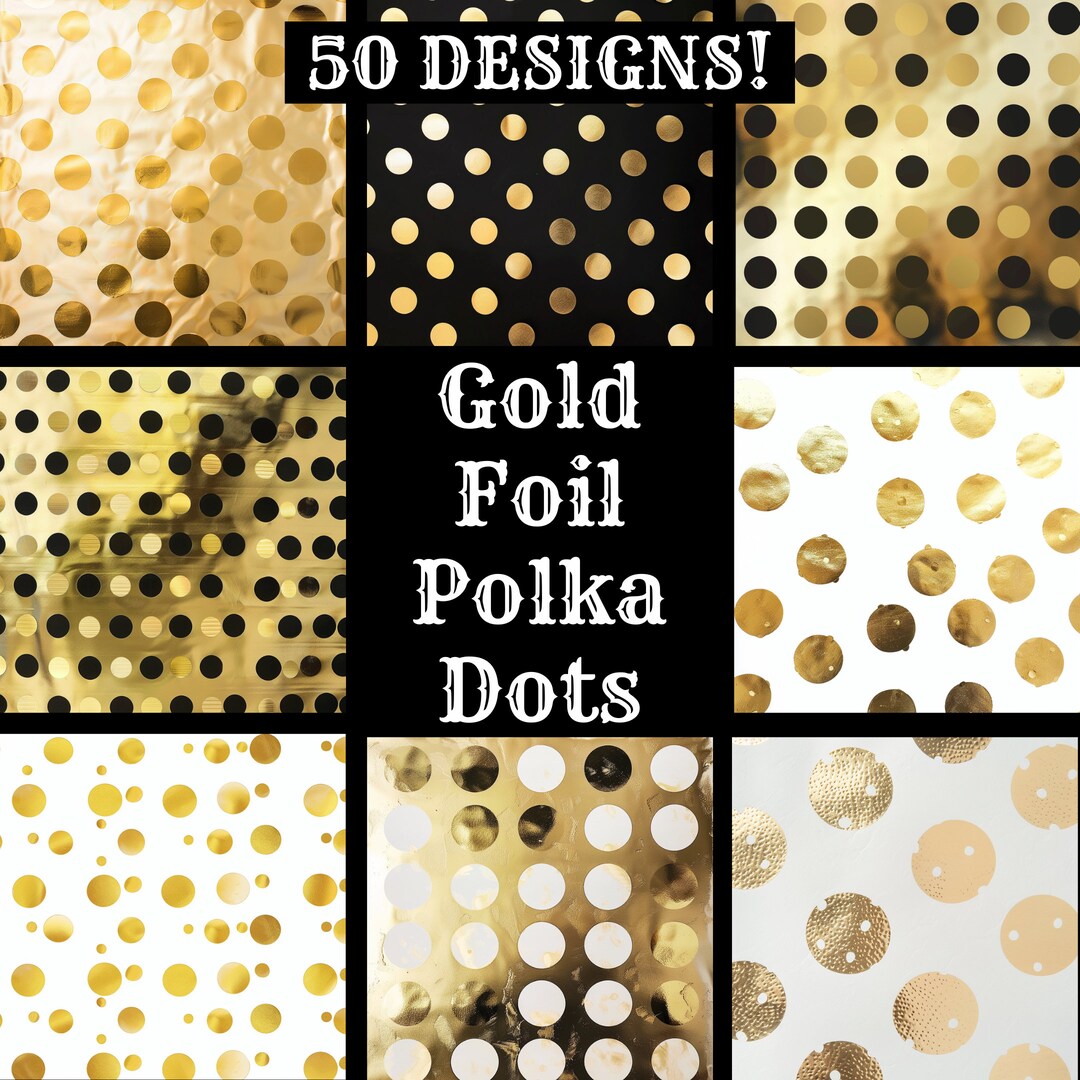 Gold Foil Polka Dots Paper, Gold Foil Polka Dots Printable Paper, Gold ...