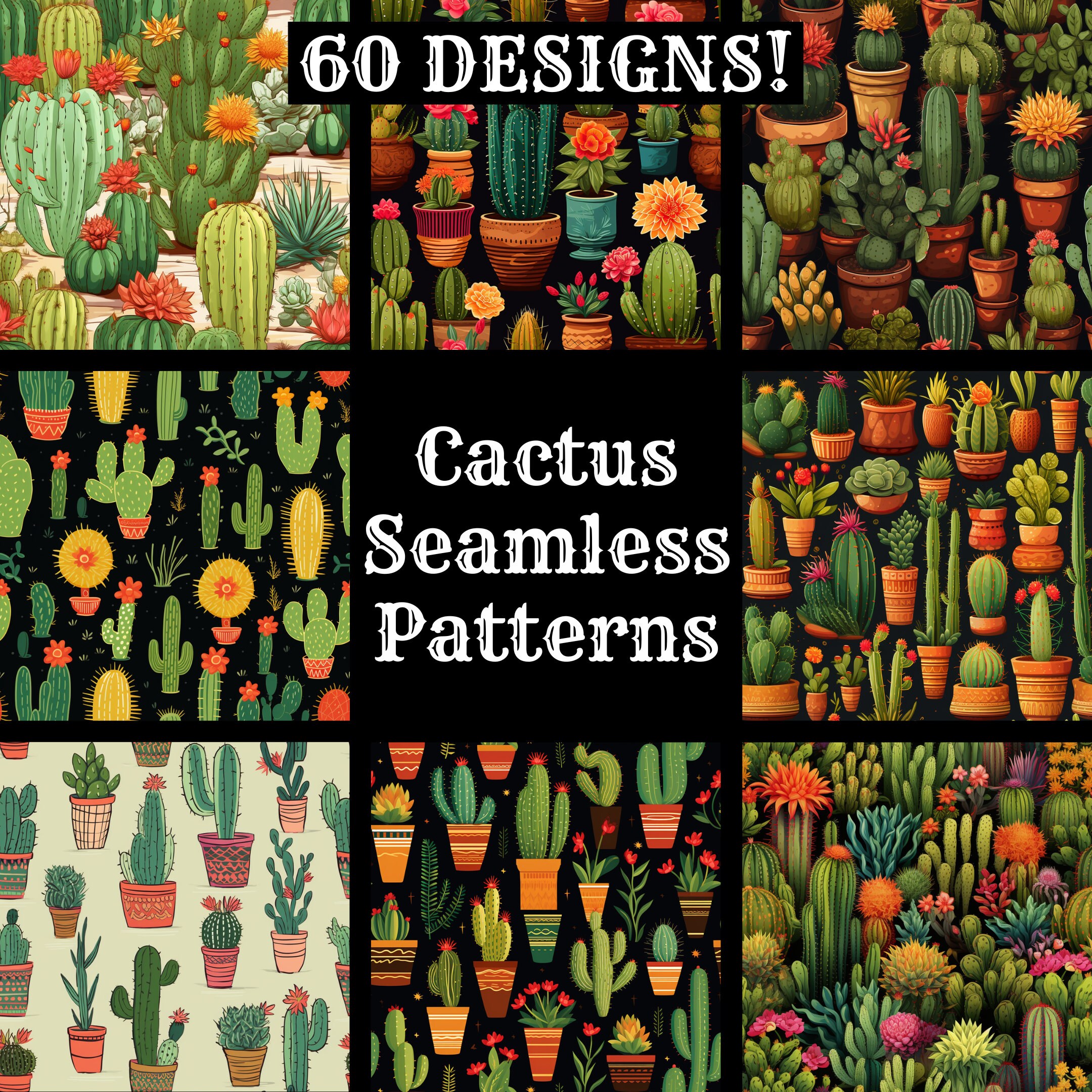 Cactus Seamless Digital Paper Printable Scrapbook Paper - Etsy