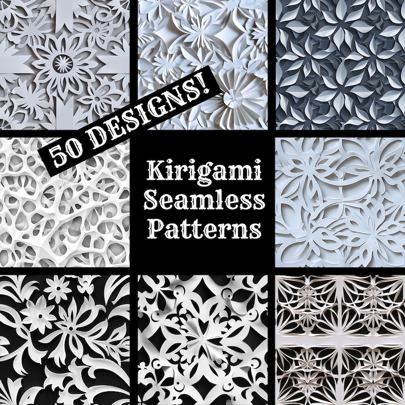 Kirigami Seamless Patterns: Printable Scrapbook Paper (digital Download ...