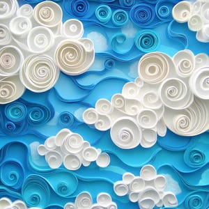 Quilled Clouds Digital Paper: Vintage Journal Inserts (PNG, 8.5x11 In ...