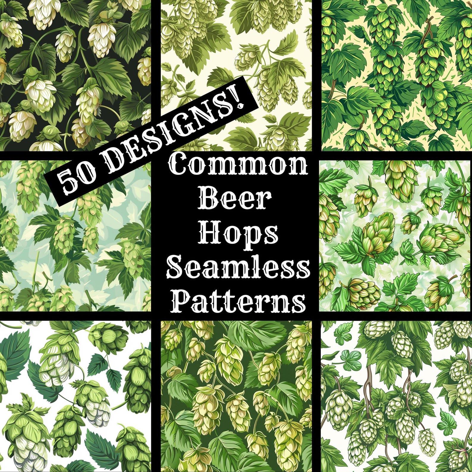Beer Hops Seamless Pattern: Scrapbook Paper, Fabric Print (digital ...