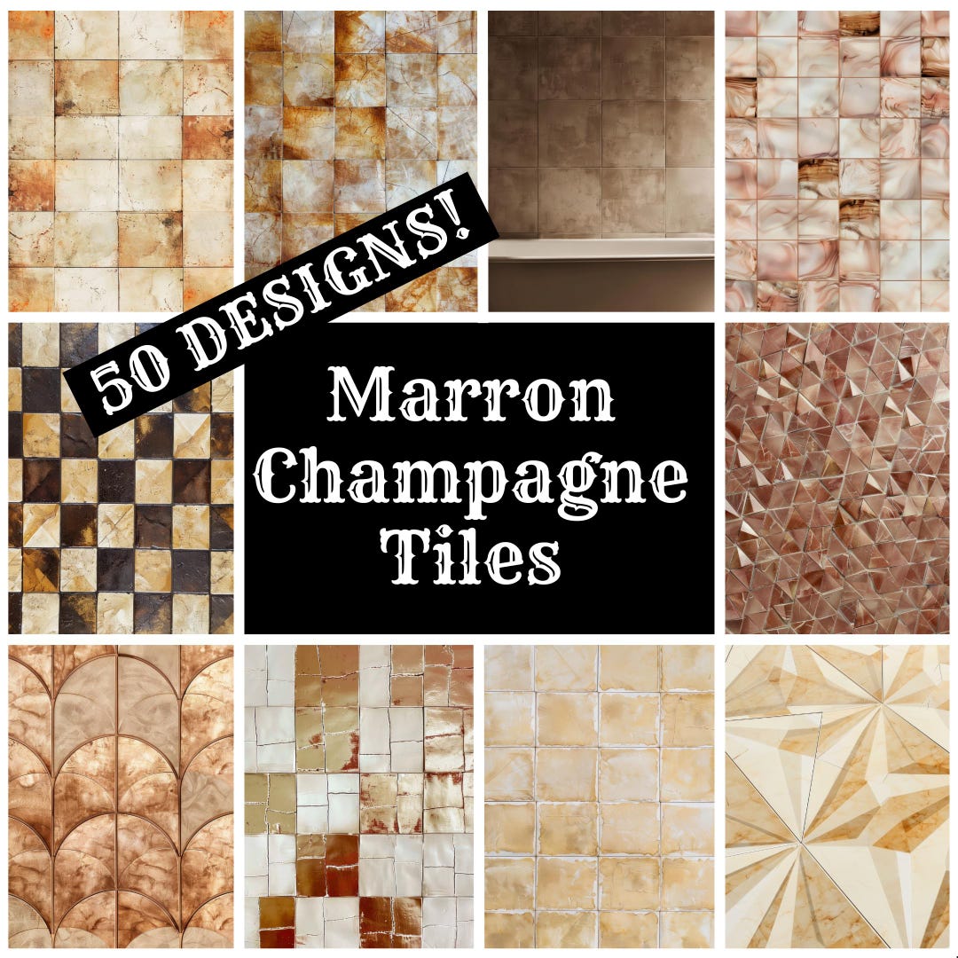 Marron Champagne Tiles Digital Paper: Vintage Journal Inserts (PNG) - Etsy