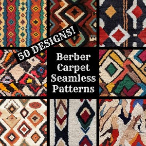 Berber Carpet Seamless Patterns: 50 PNG Digital Papers (digital ...