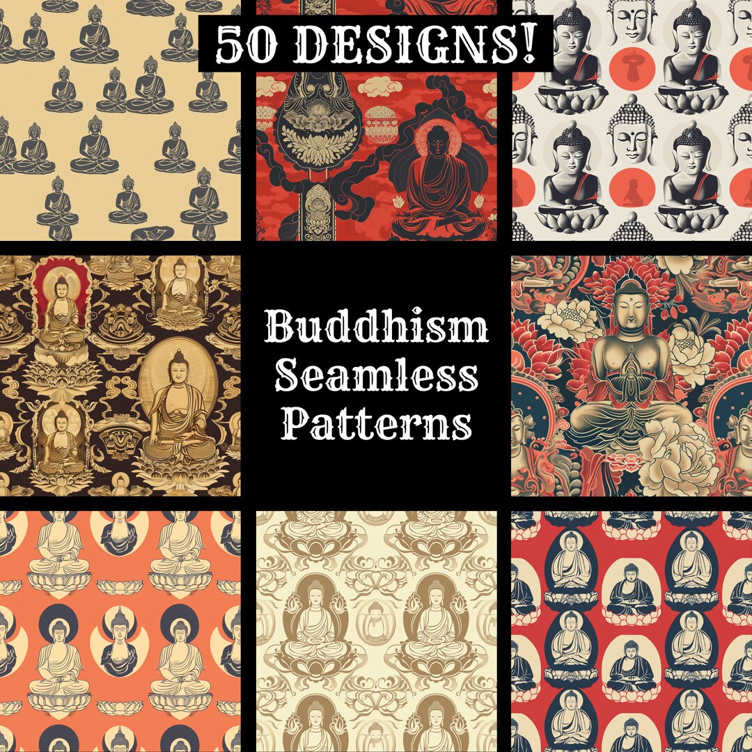 Buddhism Seamless Digital Paper, Buddhism Printable Scrapbook Paper ...