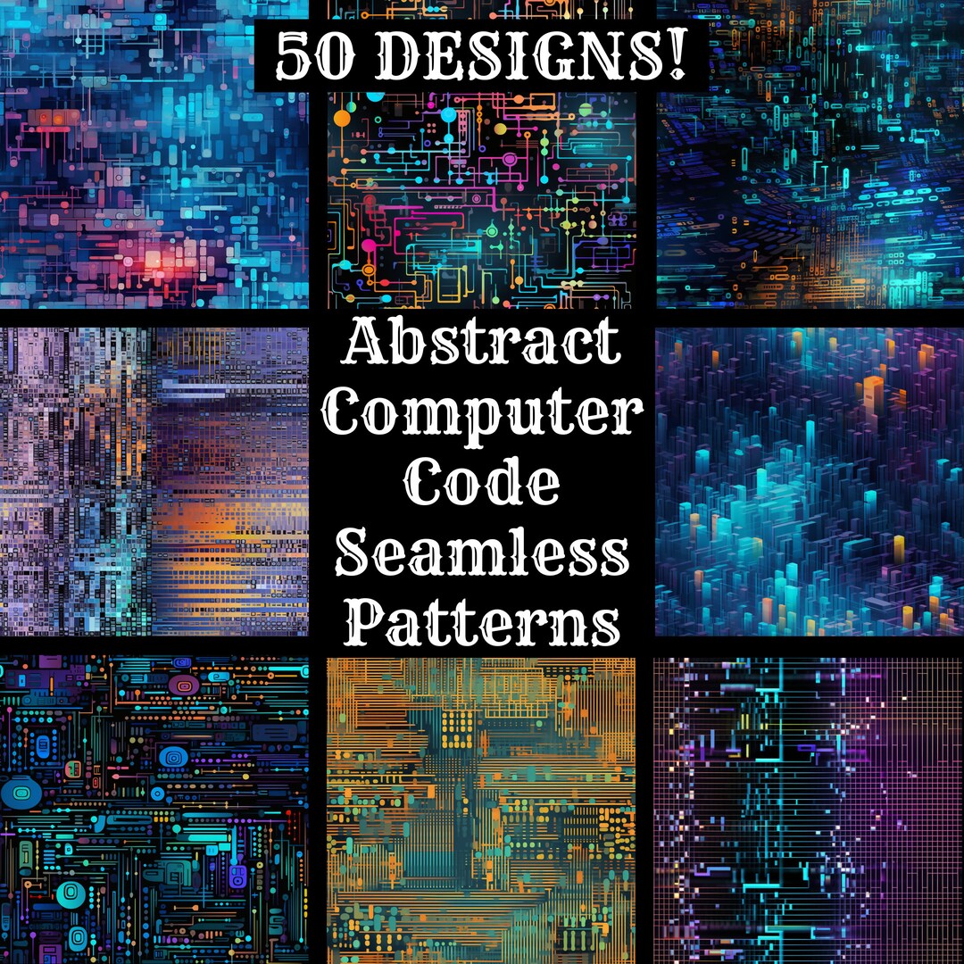 Abstract Computer Code Seamless Digital Paper, Printable Scrapbook ...
