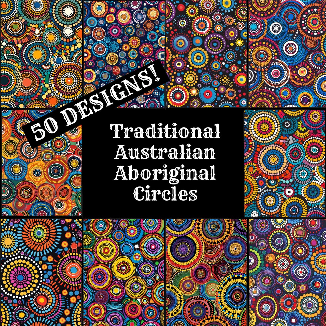Aboriginal Circles Digital Paper: Seamless Pattern Textures (digital ...