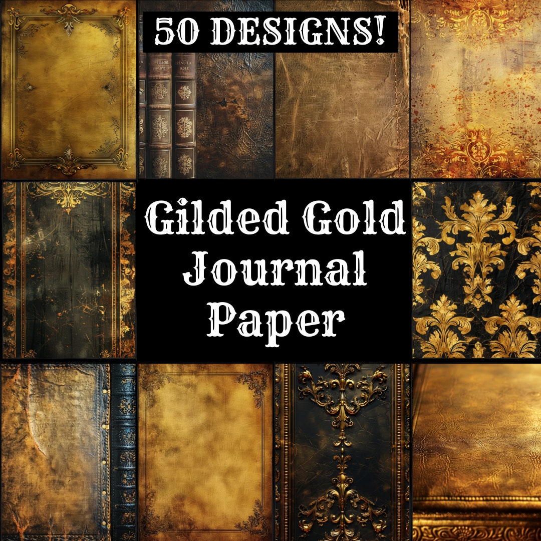 Gilded Gold Journal Paper, Gilded Gold Printable Paper, Vintage Gilded ...