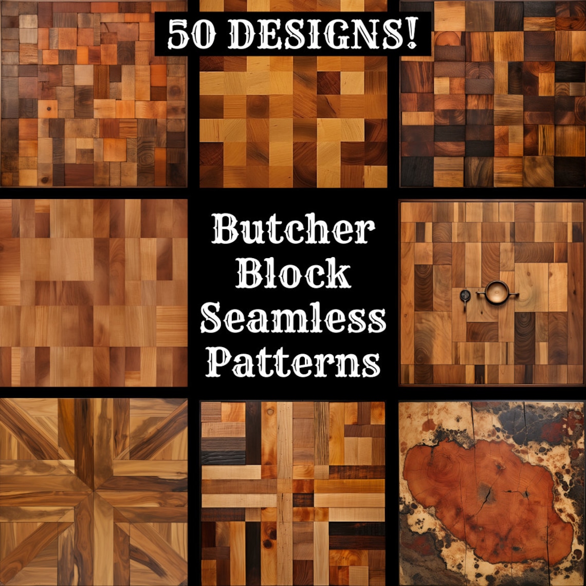 Butcher Block Seamless Digital Paper, Printable Scrapbook Paper ...